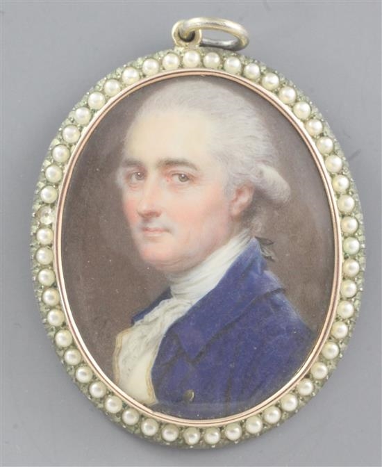 John Smart | Miniature portrait of a gentleman wearing a blue coat ...