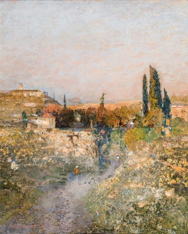 Robert Russ | Courtyard with flowers | MutualArt