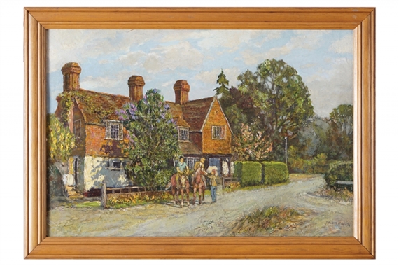 Jack Cross | Riders in front of a countryside home | MutualArt