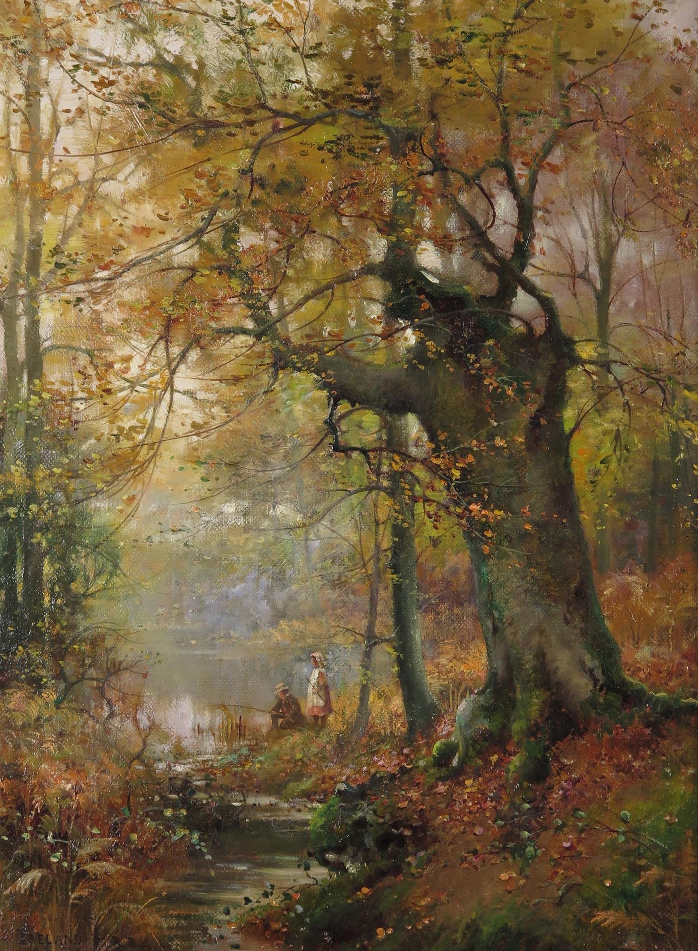 Thomas Tayler Ireland | Children fishing by a lake in Burnham Beeches ...