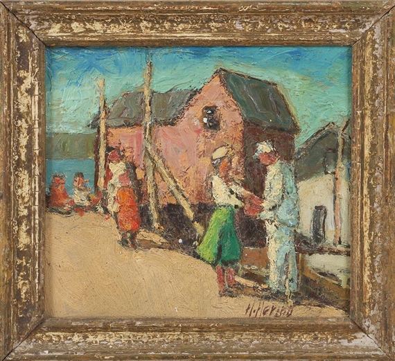 Harry Hering | Figures on dock | MutualArt