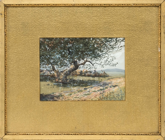 George W. Harvey | Country road with haystacks | MutualArt