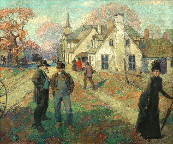 Claude Wallace Woodruff | Village Street Scene (1925) | MutualArt