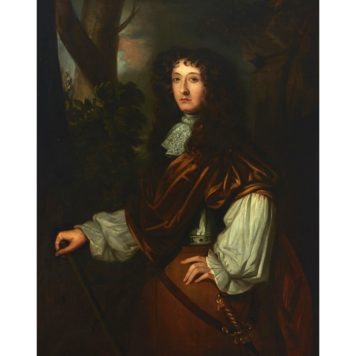 Sir Peter Lely | Portrait Of A Gentleman Poised On His Sword In The ...