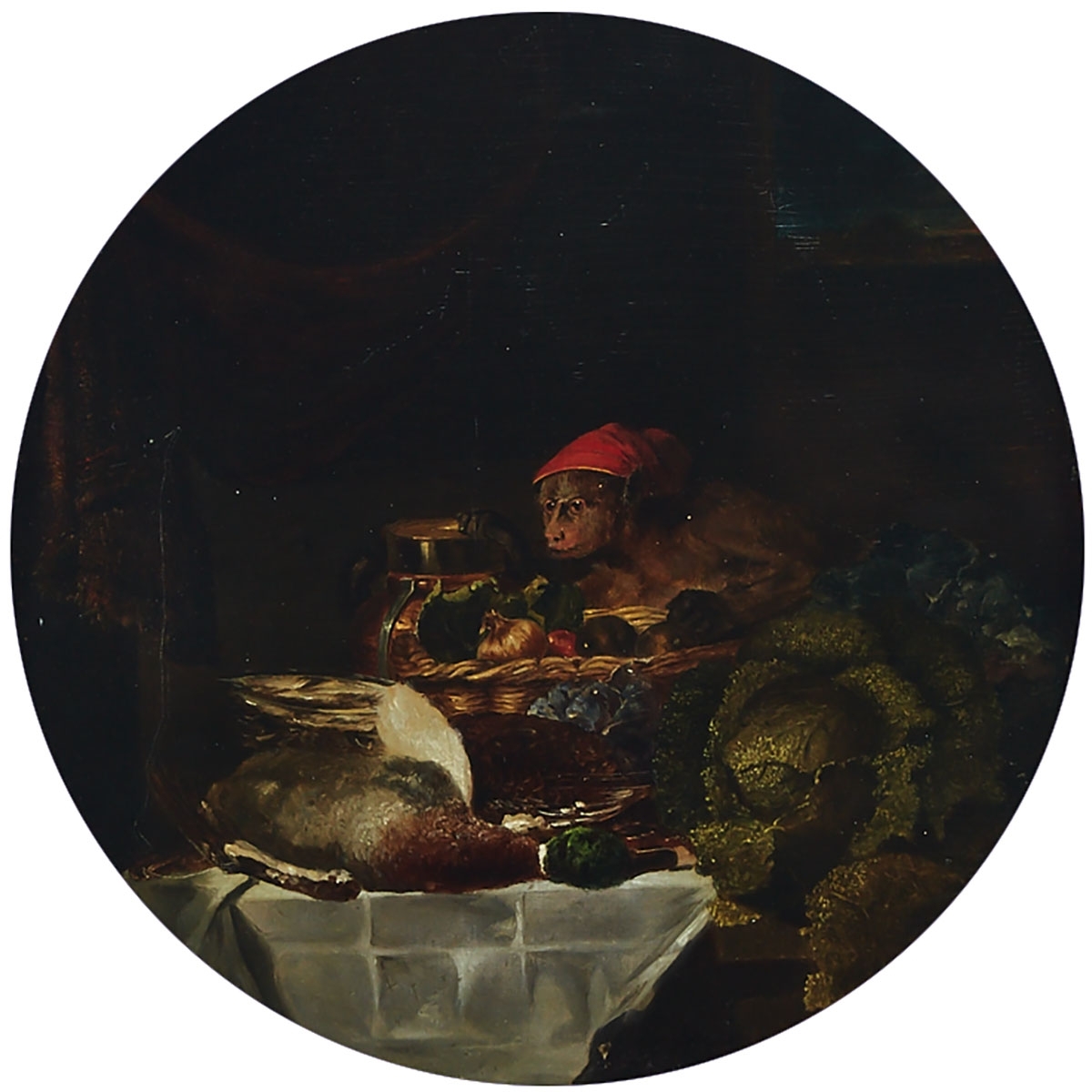 Ferdinand Van Kessel | Monkey Stealing Food From A Table | MutualArt