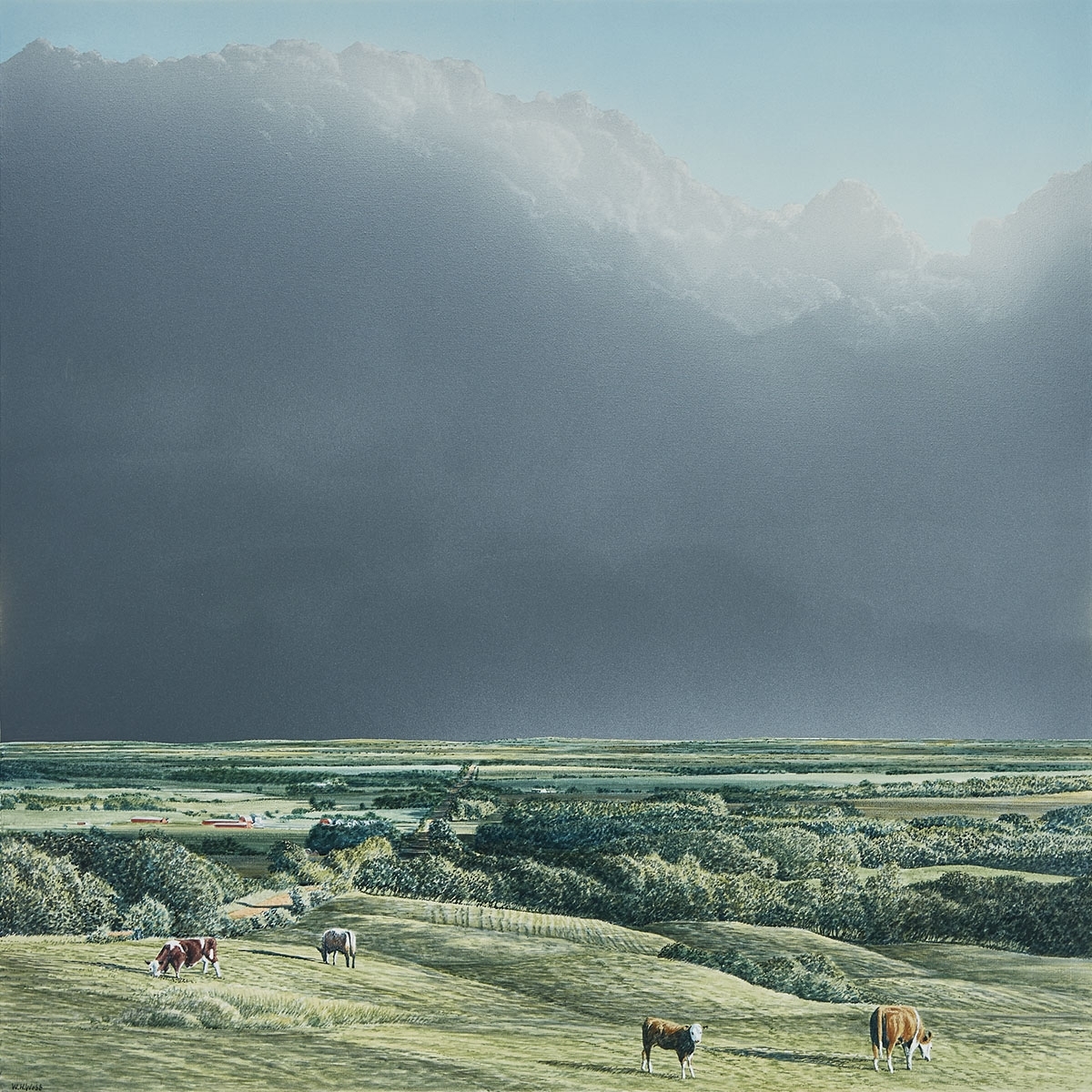 William H. Webb | DISTANT LANDSCAPE, CATTLE AND STORM CLOUDS (1993 ...