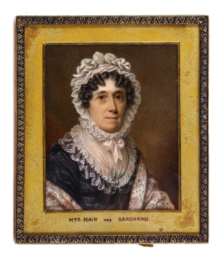 William John Thomson | Portrait miniature of Mrs Mair née Baroneau ...
