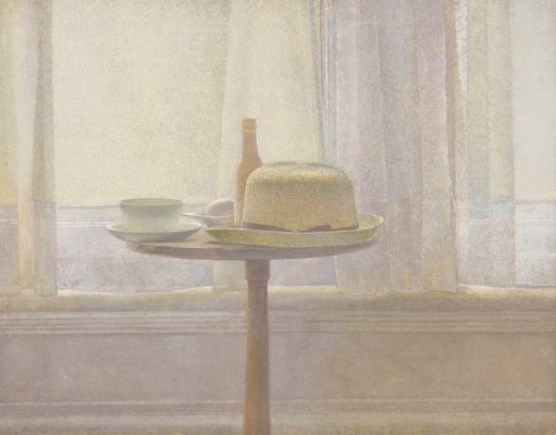 David Tindle | Still life of objects on a pedestal table | MutualArt