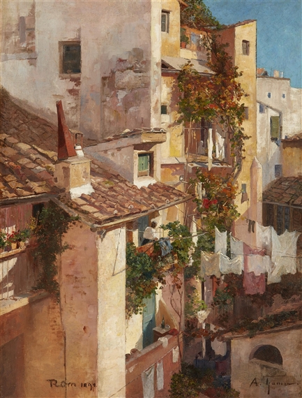 Adolf Gustav Thamm | View of a Courtyard in Rome (1894) | MutualArt