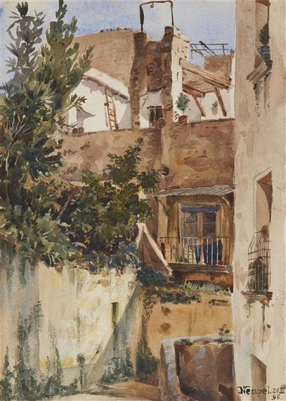 Adolf Gustav Thamm | View of a Neapolitan Courtyard | MutualArt