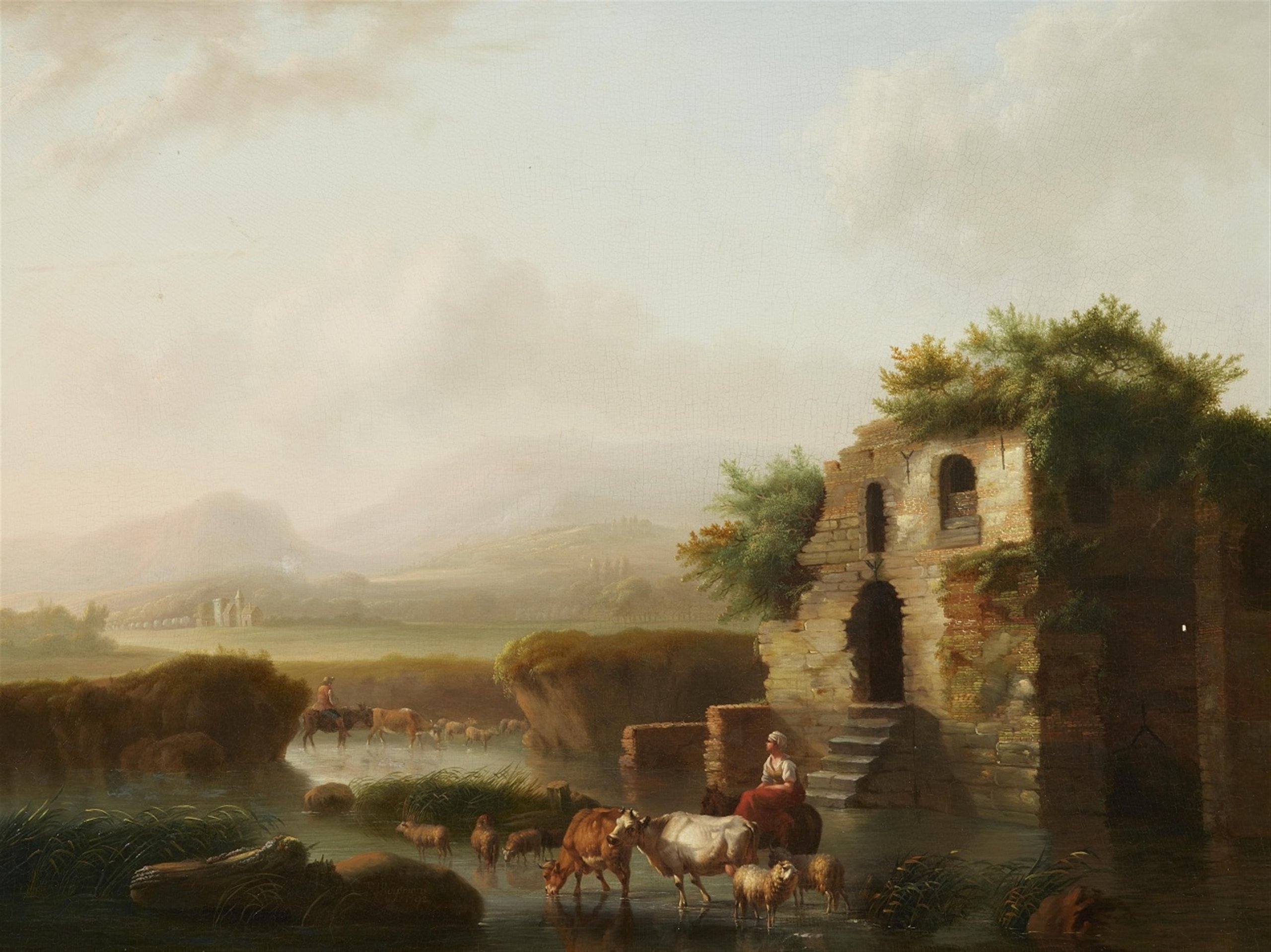 Jacob Huysmans | Landscape with Ruins and Cattle | MutualArt