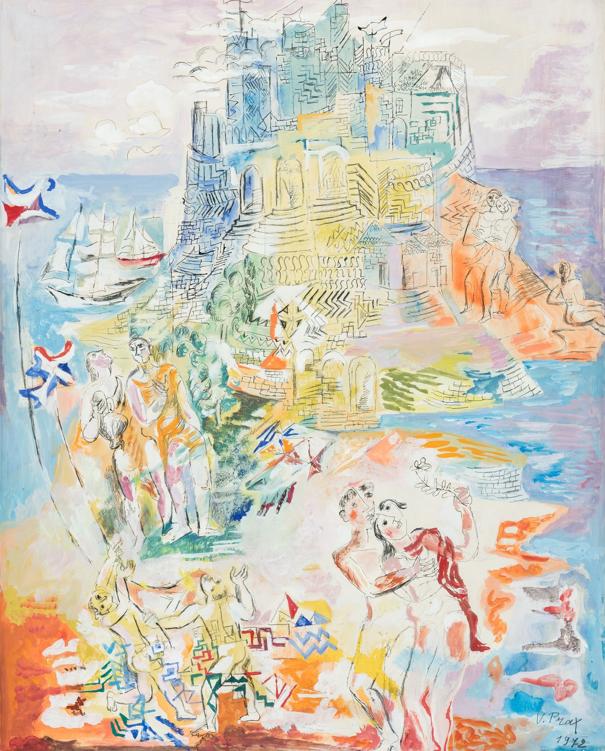 Valentine Prax | La joie de vie au Mont Saint-Michel (1972) | MutualArt