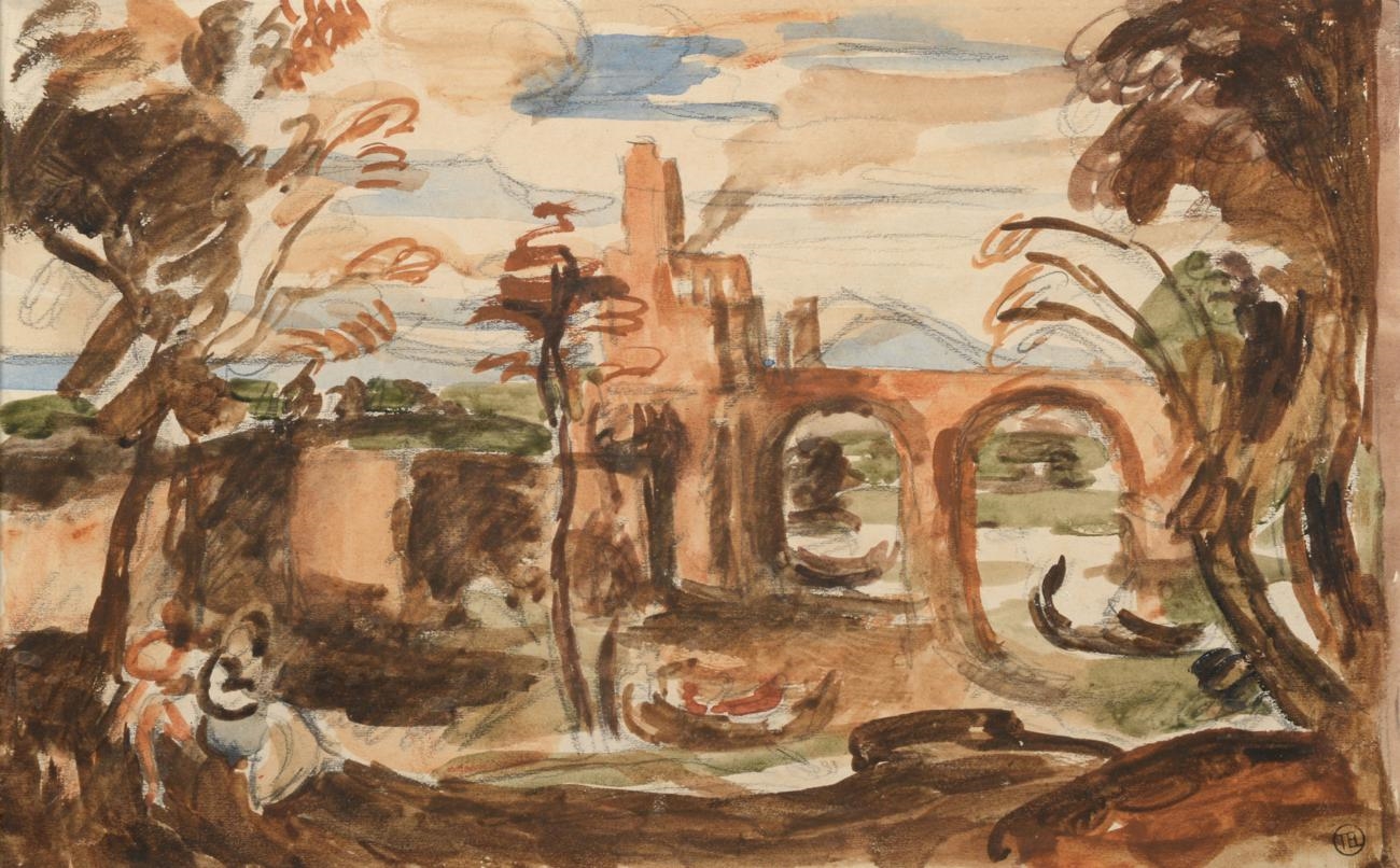 Duncan Grant | Venetian bridge with figures (1926) | MutualArt