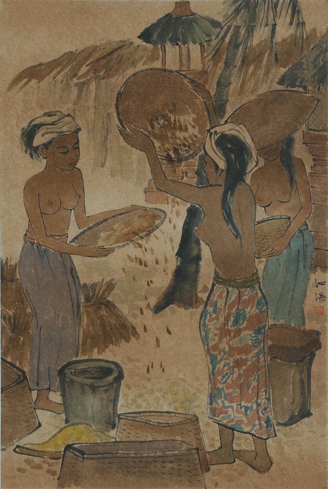Cheong Soo Pieng | Winnowing (1950s) | MutualArt