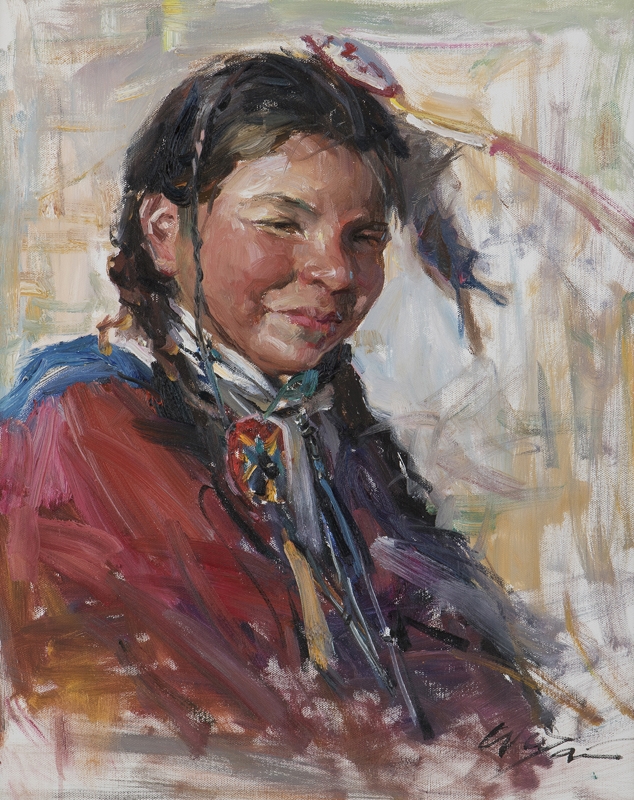 Wei Tai | Portrait of a Native American chief in profile | MutualArt