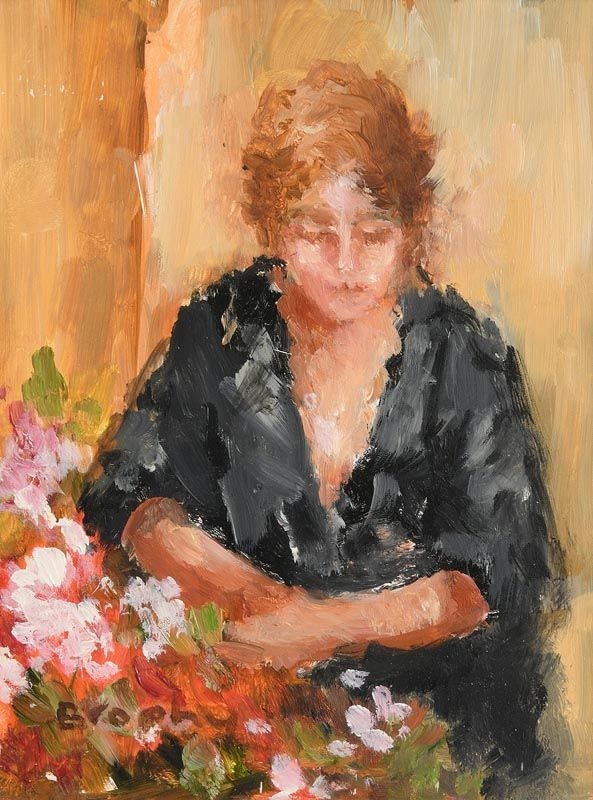 Elizabeth Brophy | Woman With Flowers | MutualArt