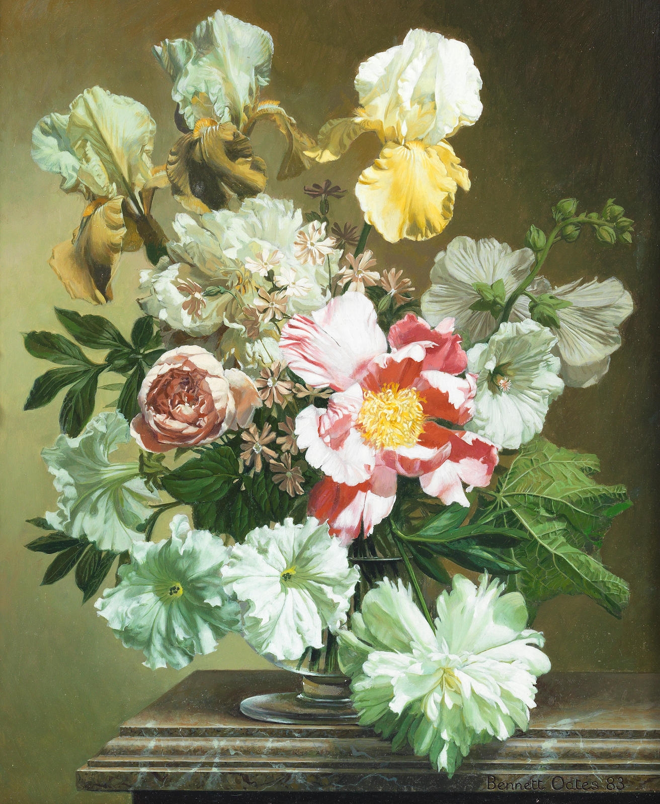 Michelle Bennett Oates | Still life of mixed flowers in a vase | MutualArt