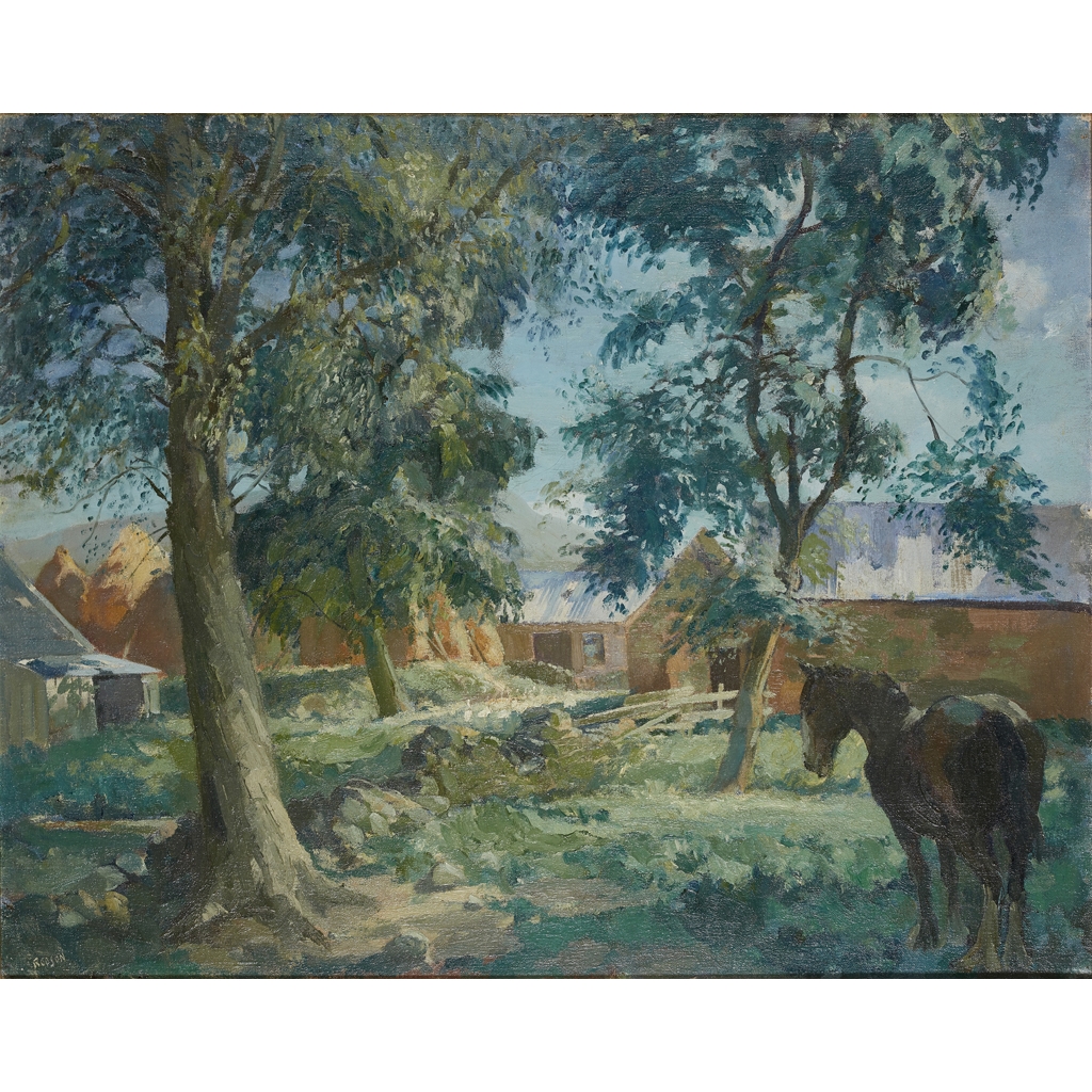 William Robson | A Farmyard Landscape with Horse | MutualArt