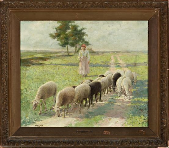 Alberto Pla Rubio | Shepherd with a herd | MutualArt