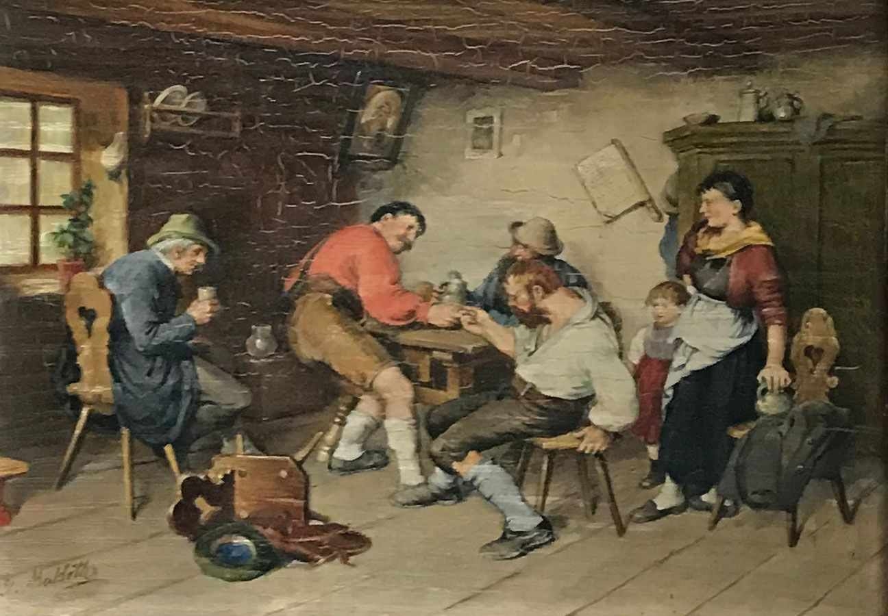 Johann Josef Makloth | Fingerhakeln in der Bauernstube | MutualArt