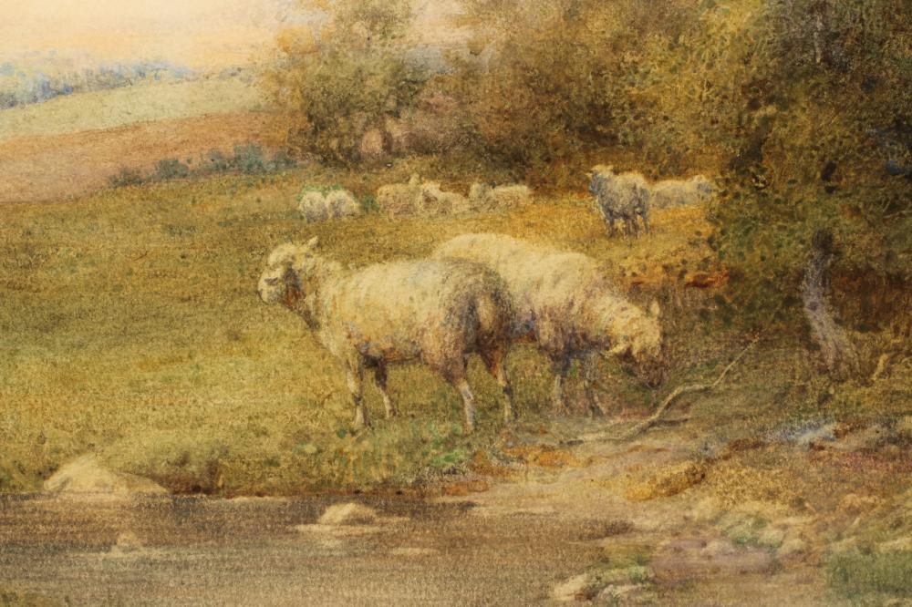 Percy Brooke | Sheep Grazing a River Meadow in Summer (1908) | MutualArt