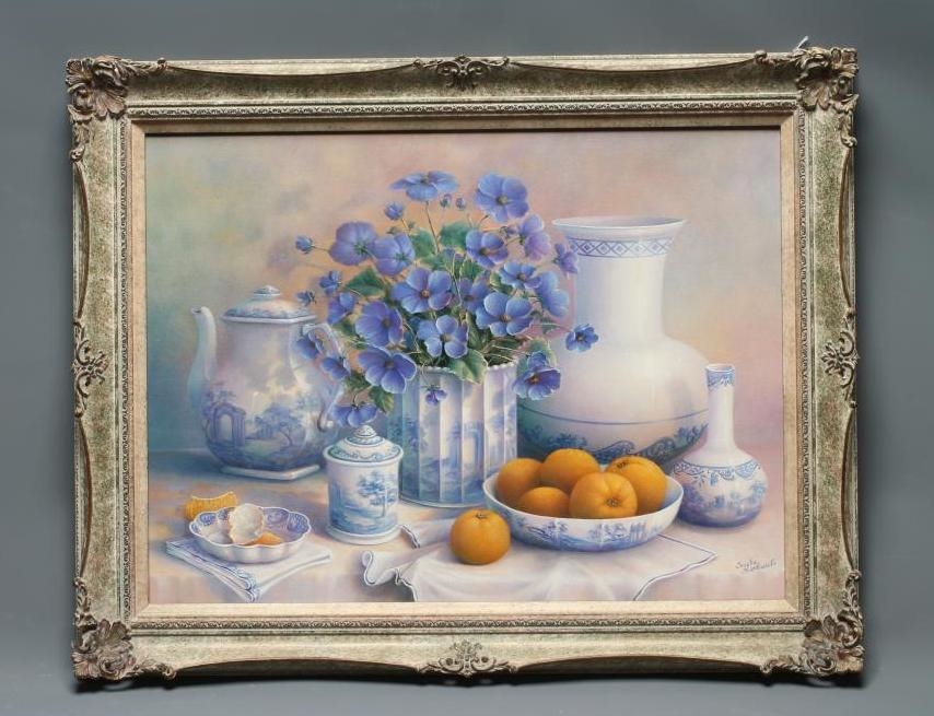 Trisha Hardwick | Blue and White China with Oranges | MutualArt