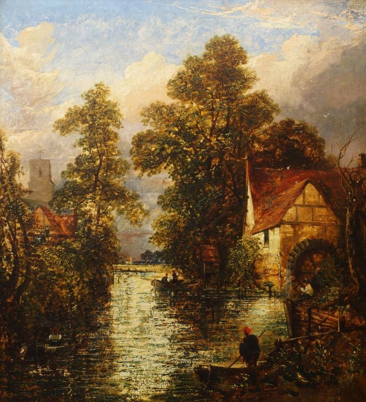 John Constable | View of a water mill and river | MutualArt