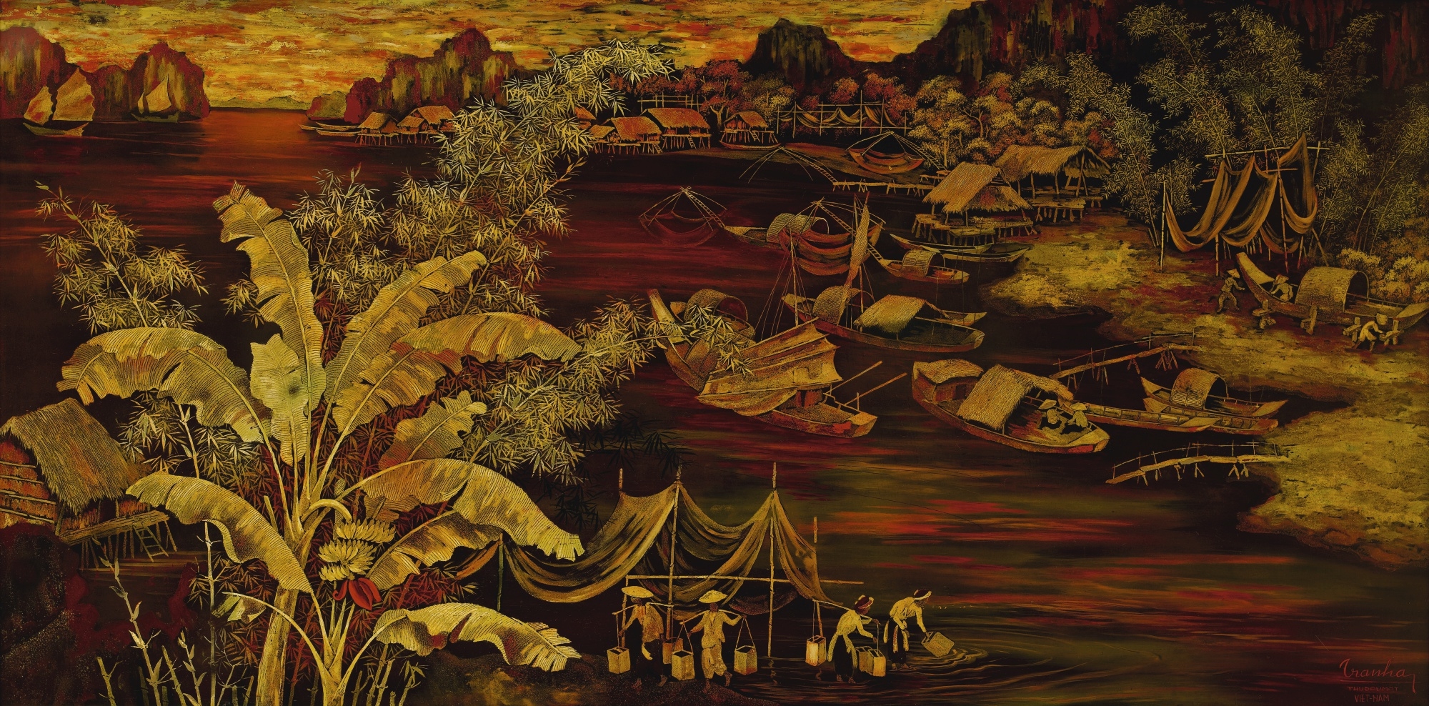 Tran Van Ha | FISHERMEN'S VILLAGE SCENE IN NORTH VIETNAM | MutualArt