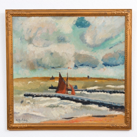 Willem Paerels | The breakwater at Scheveningen (1918) | MutualArt