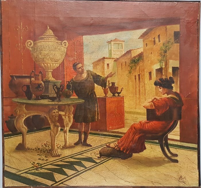 Giuseppe Aureli | Scena di interno pompeano | MutualArt