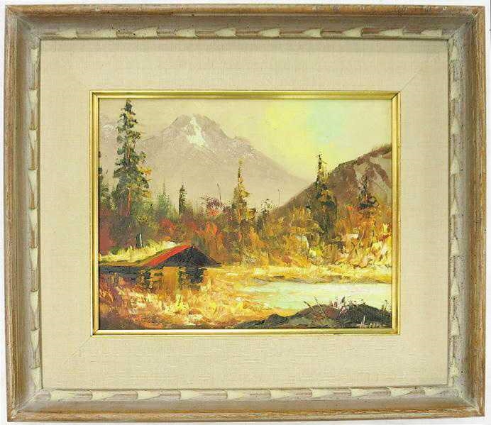 Ellen Henne Goodale | Alaskan landscape in autumn with cabin and river ...