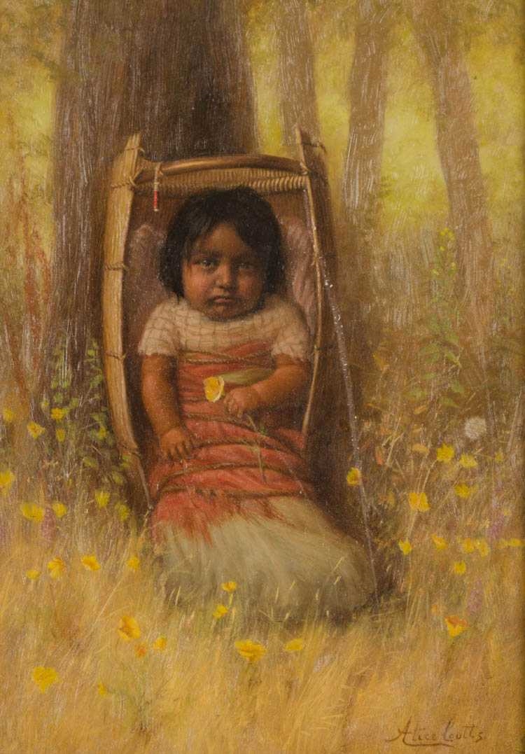 Alice Coutts | Native American child in a papoose holding a California ...