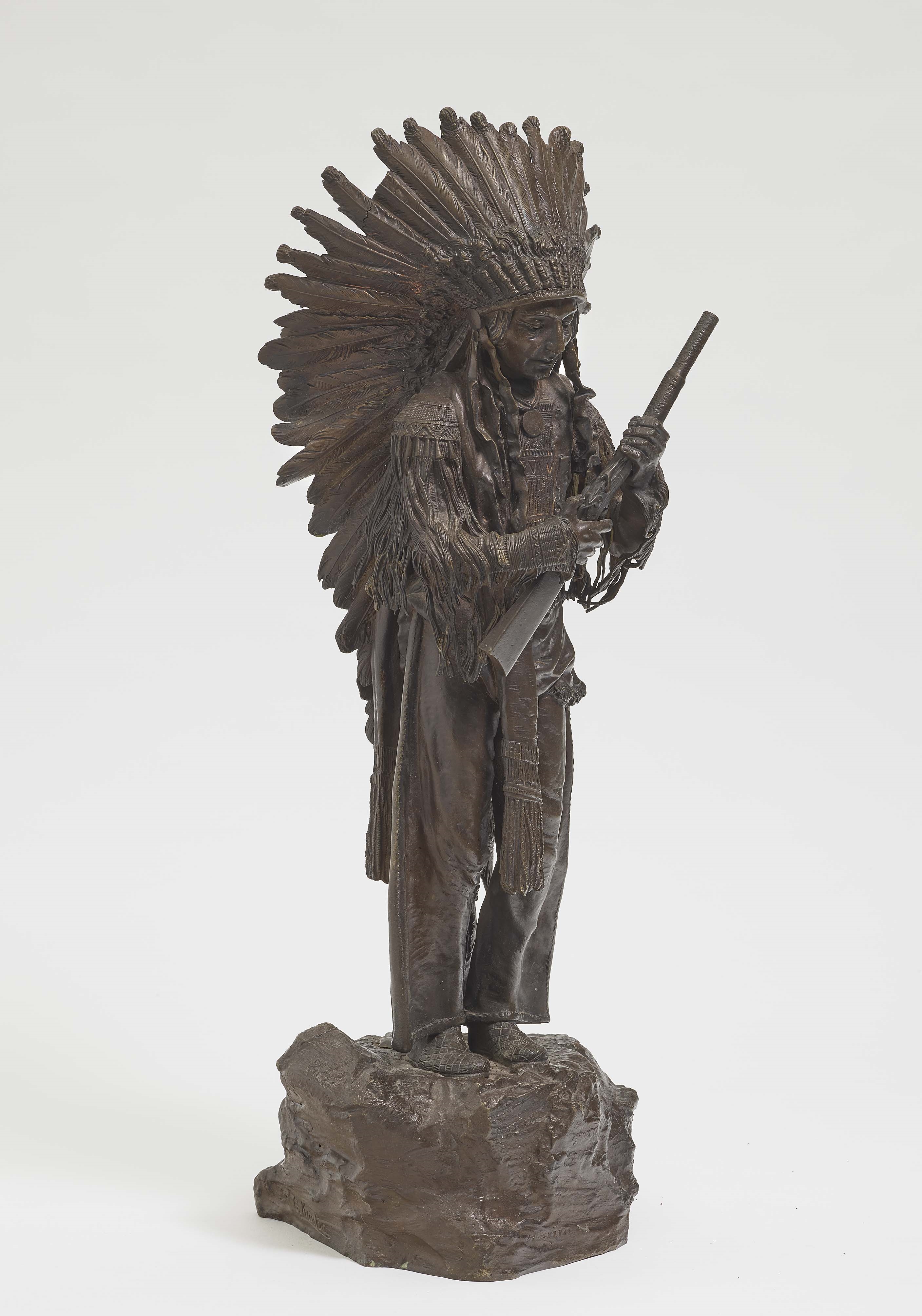 Carl Kauba | INDIAN CHIEF WITH GUN | MutualArt