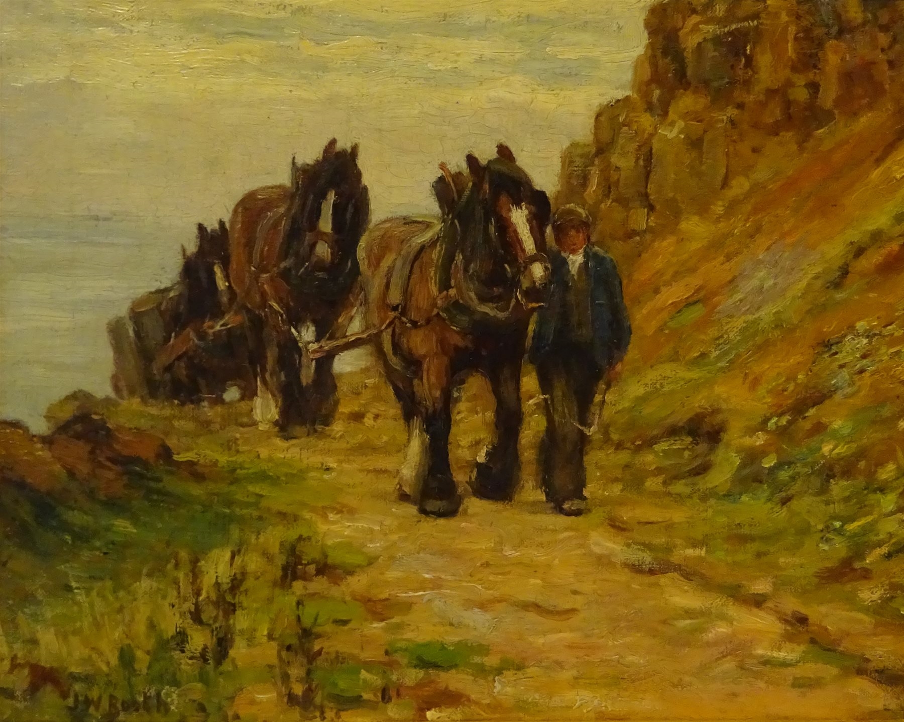 James William Booth | Horses Hauling Trucks up the Cliff | MutualArt