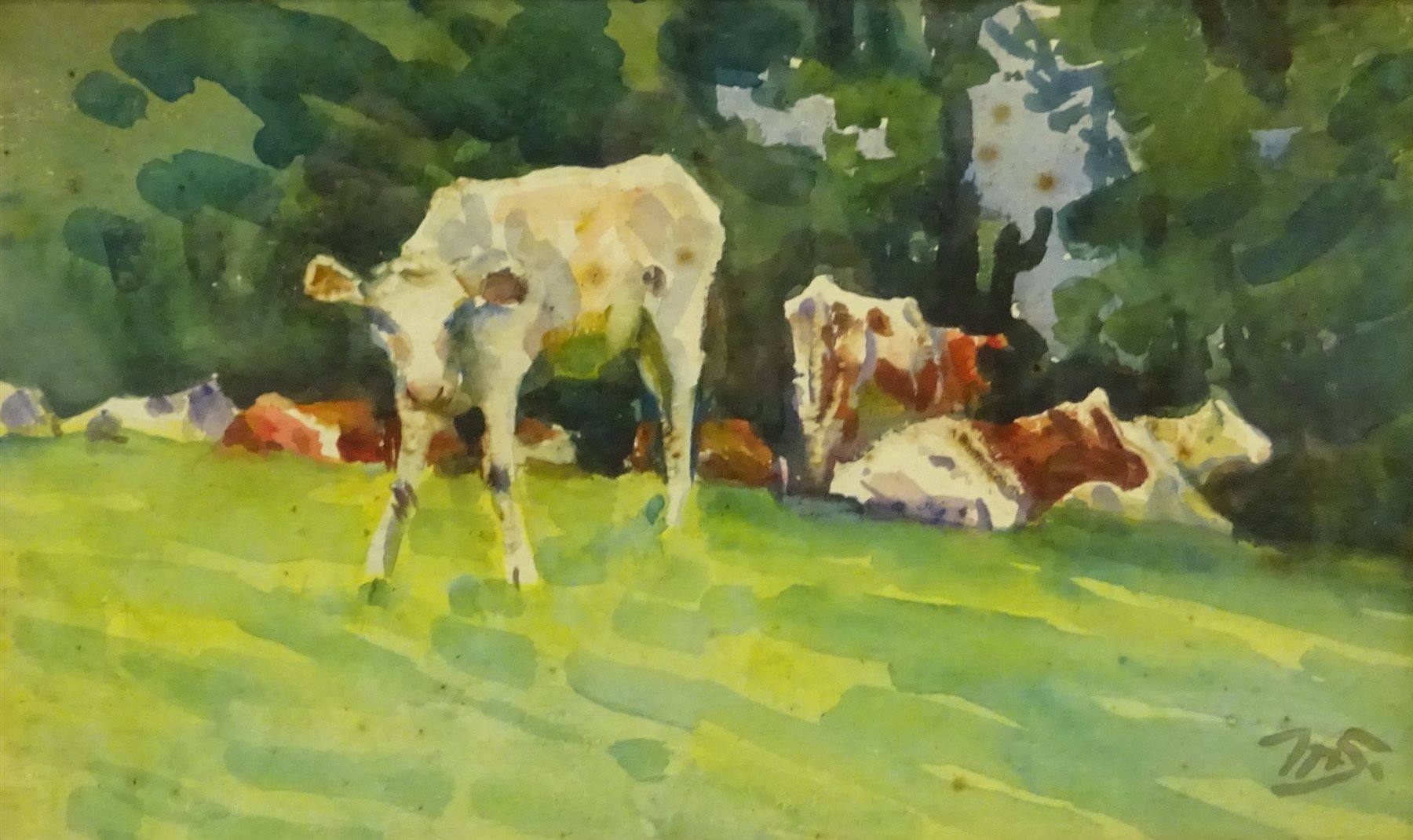 Mark Senior | Cows and Calf Grazing | MutualArt