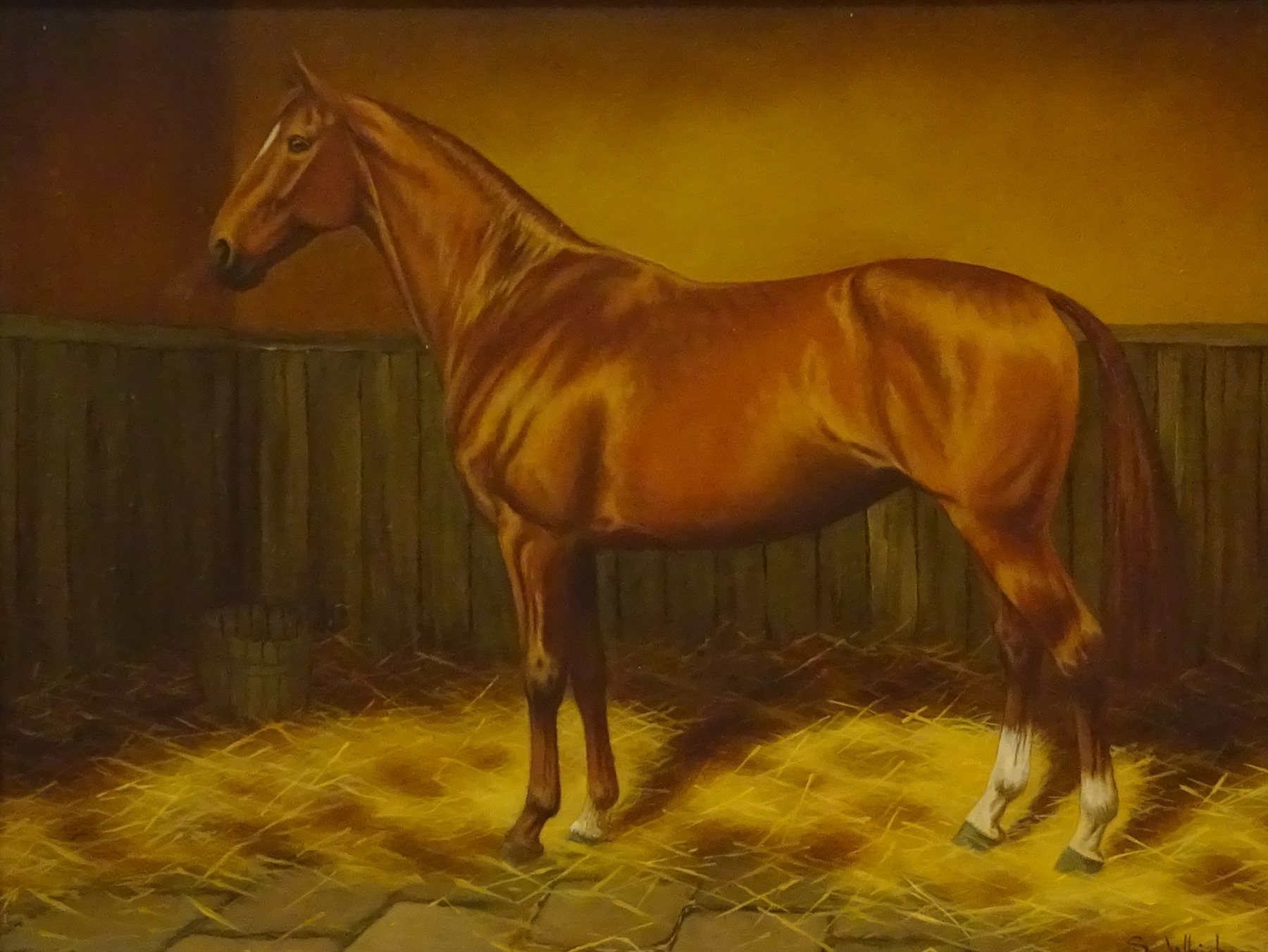 Sue Whigham | Bay Horse in Stable Interior | MutualArt