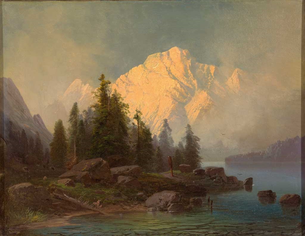 Karl Millner | Prachtvolles Gebirgsmassiv mit Alpensee (1851) | MutualArt