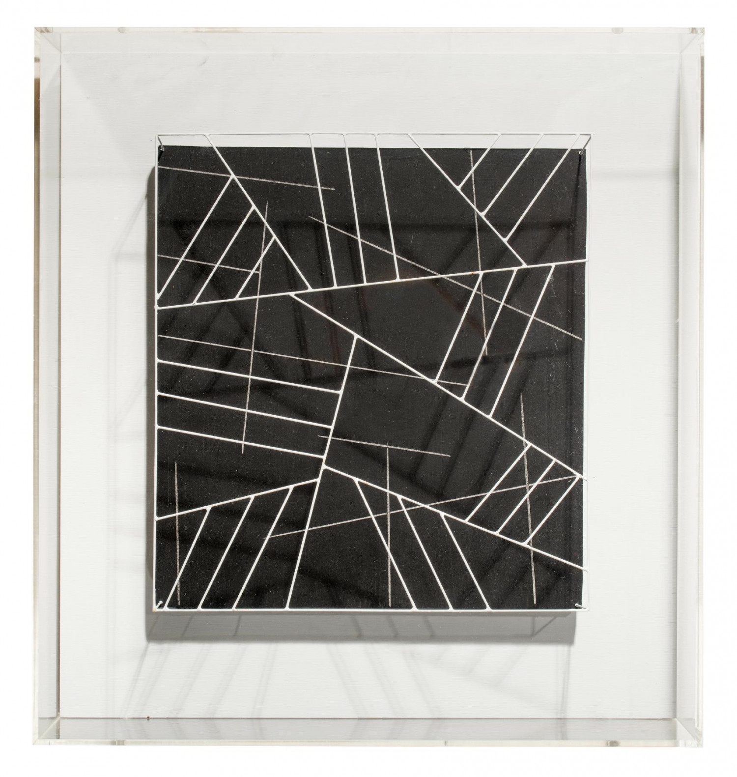 Werner Buser | Bemalte Drahtkonstruktion auf schwarzem Acrylgrund (1991 ...