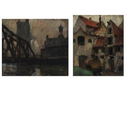 Ejnar Hansen | Two Works: Townscapes (1914) | MutualArt