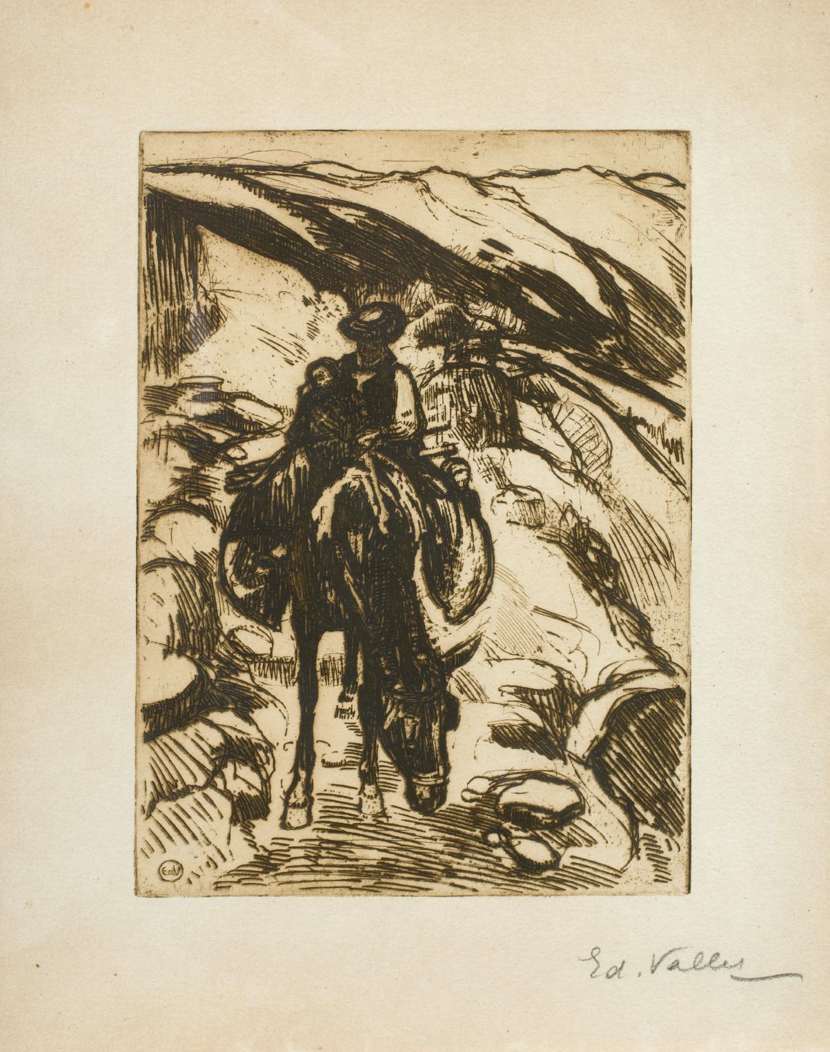 Edouard Vallet | Femme sur un mulet (1909) | MutualArt