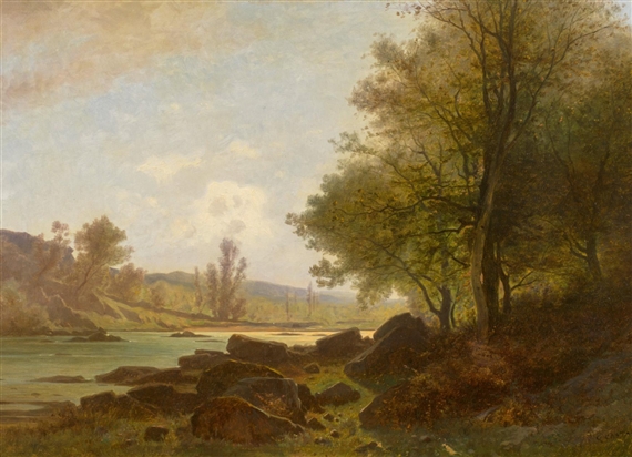 Gustave Castan | Paysage de rivière | MutualArt