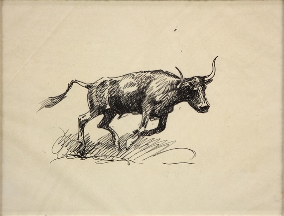 Edward Borein | 4 Works: Running Steer, Bucking Bronco, Cowboy ...
