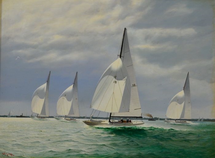 Robert Moore | Seascape with racing yachts | MutualArt