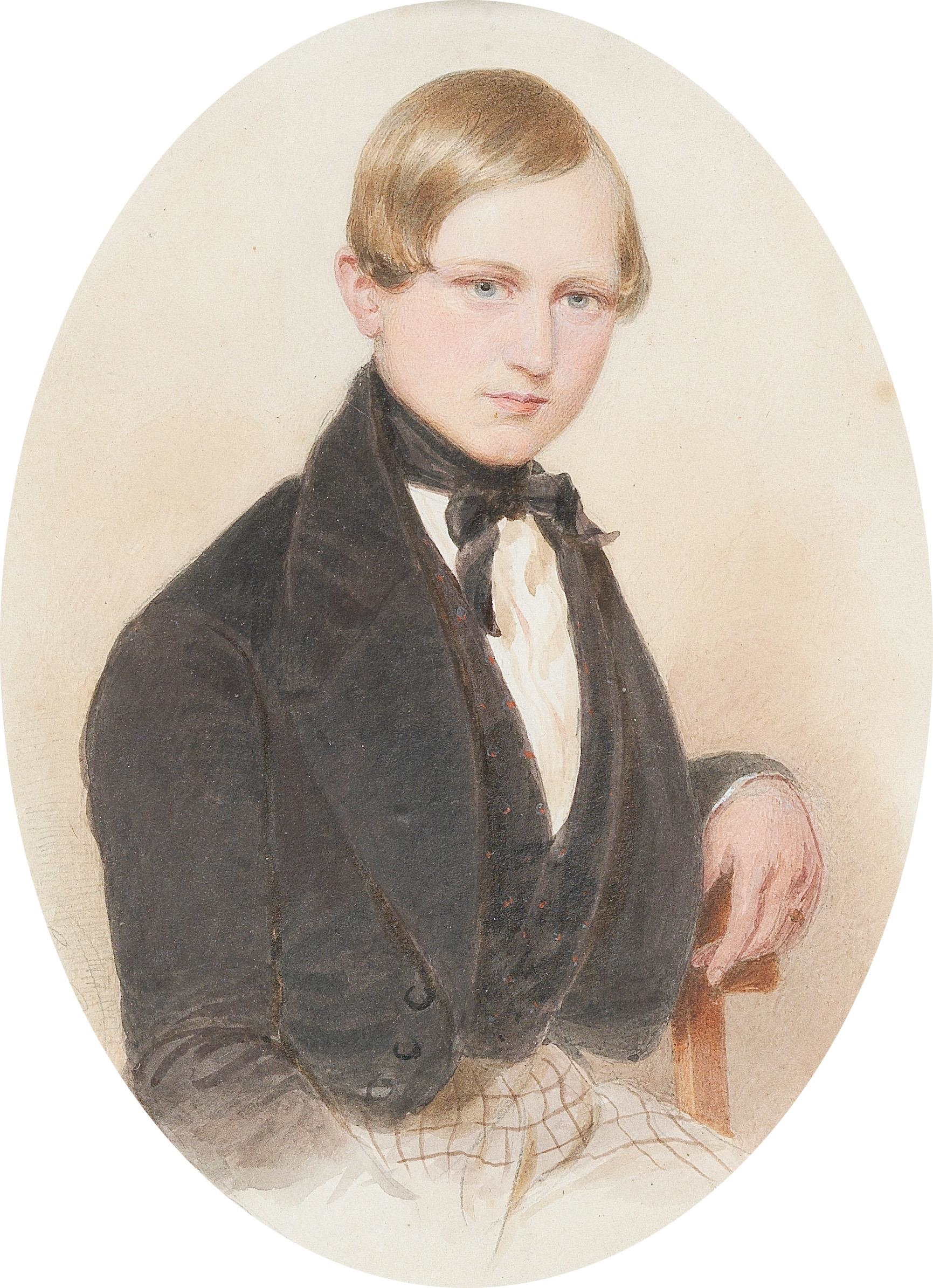 Emanuel Thomas Peter | A portrait of a blond boy in a brown waistcoat ...