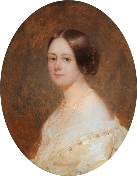Emanuel Thomas Peter | A portrait of a young woman with a pearl ...