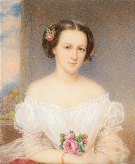 Emanuel Thomas Peter | A portrait of a young women in a white dress ...