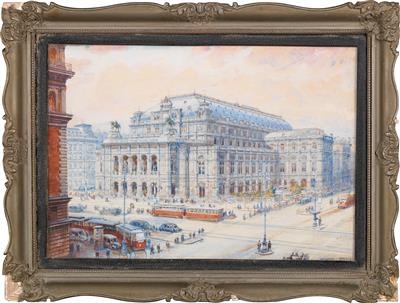 Friedrich Frank | A view of the state opera with tramways | MutualArt