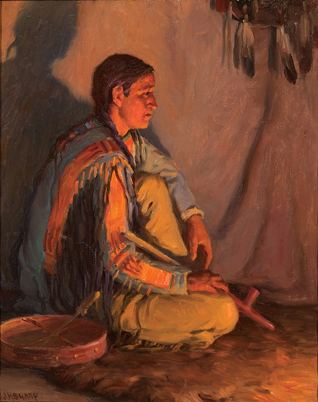 Joseph Henry Sharp | Hunting Son (Firelight) (1925) | MutualArt
