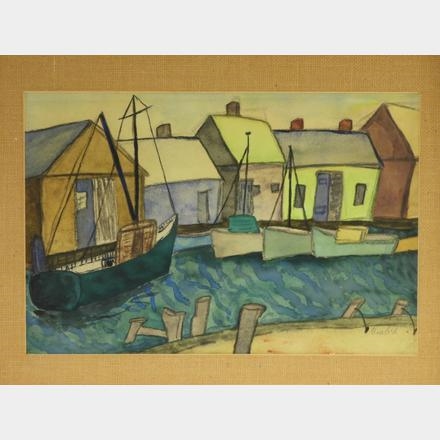 Byron Burford | Cubist Harbor Dock | MutualArt