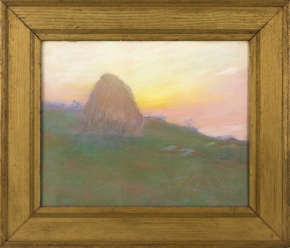 George W. Harvey | Sunset over a haystack | MutualArt